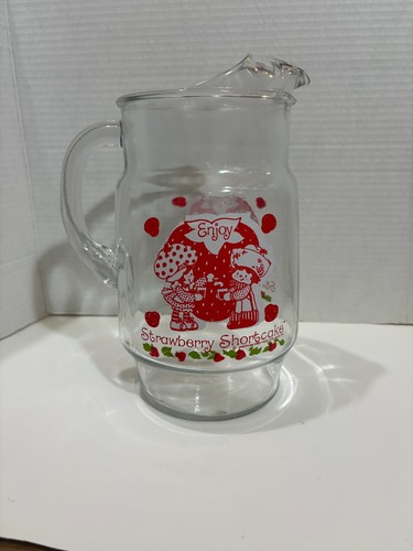 VINTAGE STRAWBERRY SHORTCAKE GLASS BEVERAGE PITCHER SUMMER DRINKS | eBay