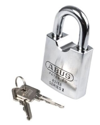 Abus HIGH SECURITY STEEL PADLOCK 55mm Width, 38mm Shackle, Removable ...