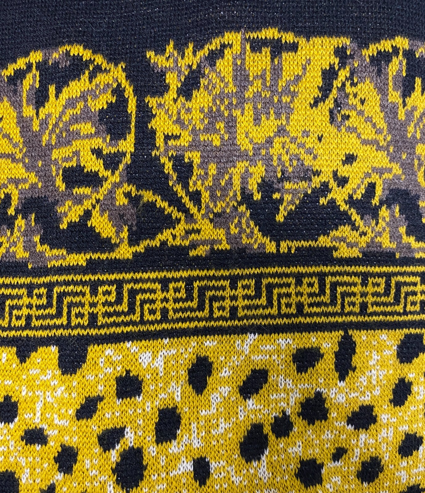 VERTIGO Black & Gold Print Women's Long Cardigan Sweater Open Front Sz ...