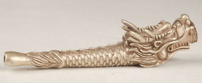 Chinese Tibetan silver hand-carved dragon smoking pipe | eBay