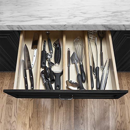 Bamboo Kitchen Drawer Dividers - Adjustable Spring Loaded Drawer ...