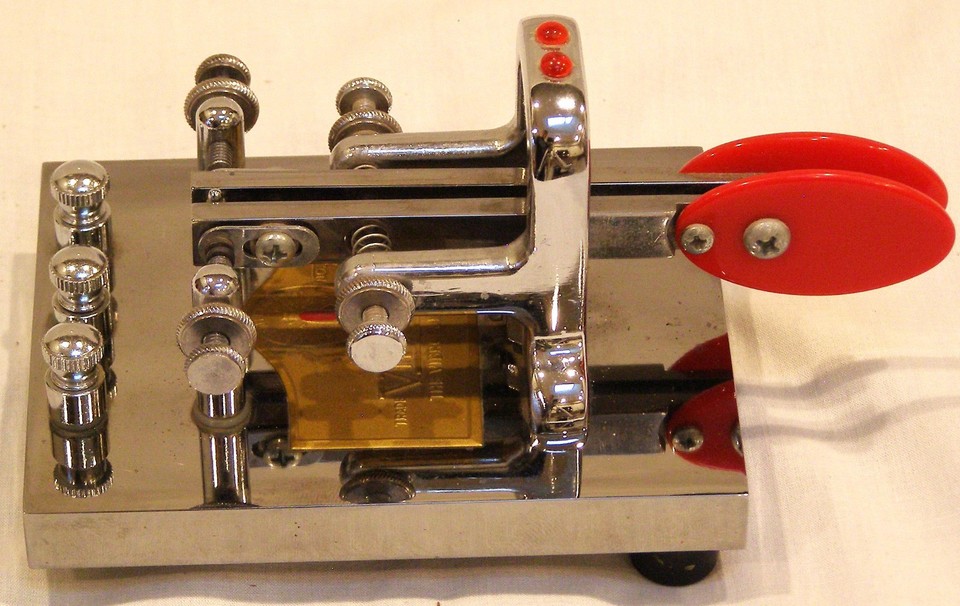 Vibroplex Deluxe IAMBIC-D Telegraph Key Chrome /Jeweled Movement Nice ...