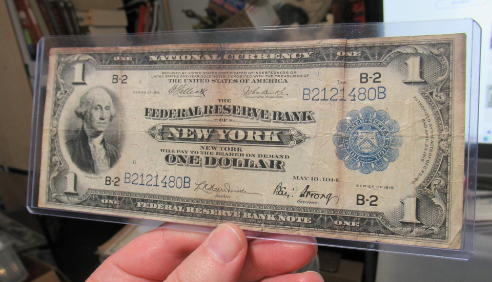 1914 New York Federal Reserve Bank $1 Dollar National Currency, Fancy ...