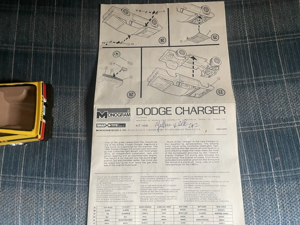 Dodge Charger Monogram Snap Tite model Assembled (1982 vintage) | eBay