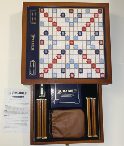 Winning Solutions Scrabble Luxury Edition Rotating Wooden Board Game ...