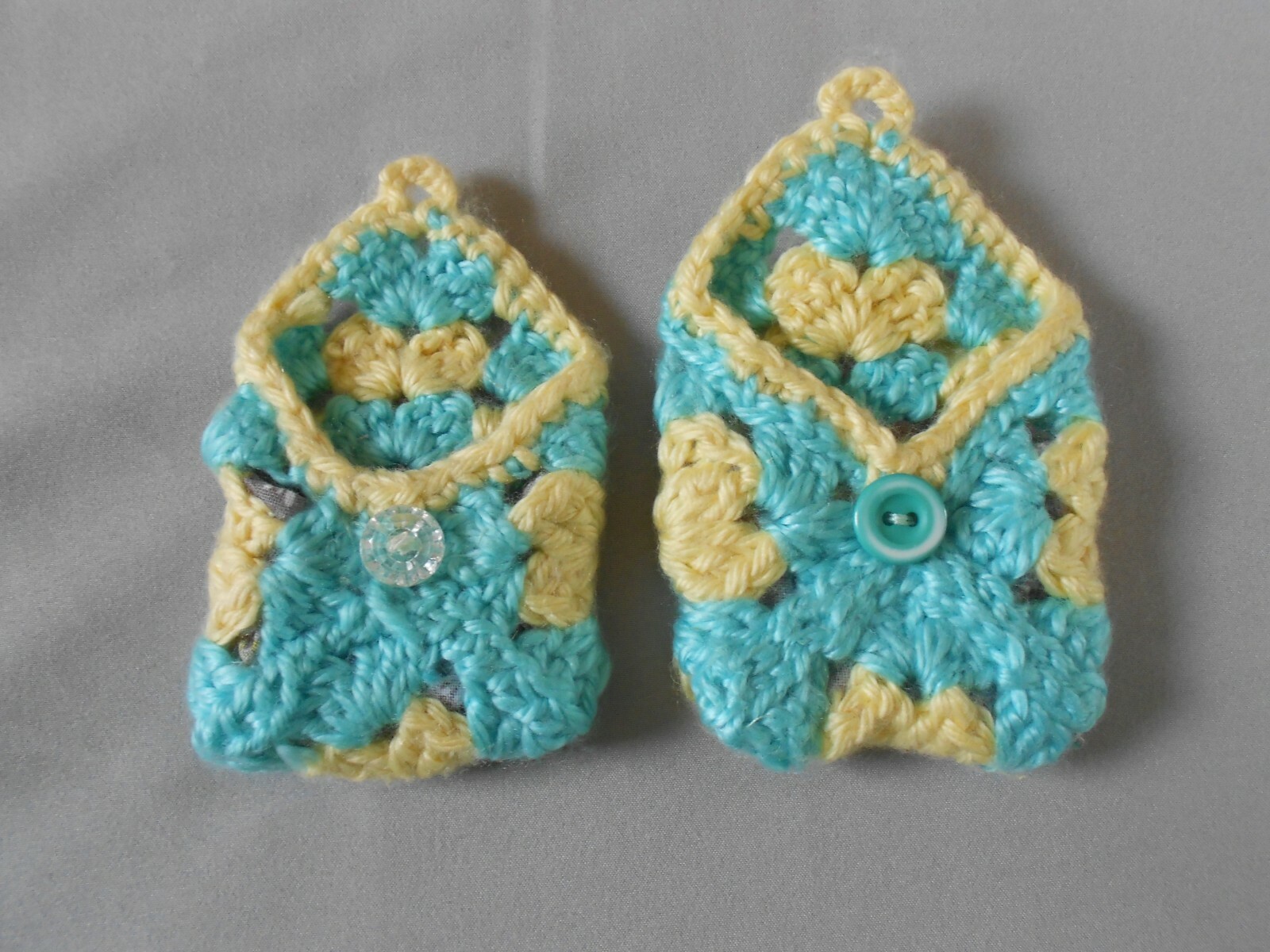 Set of 3 HandMade Mini Crocheted Key Chain Change Purse/Key Ring/Bag ...