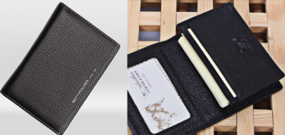 Septwolves men women cow leather wallet business named card bag case ...