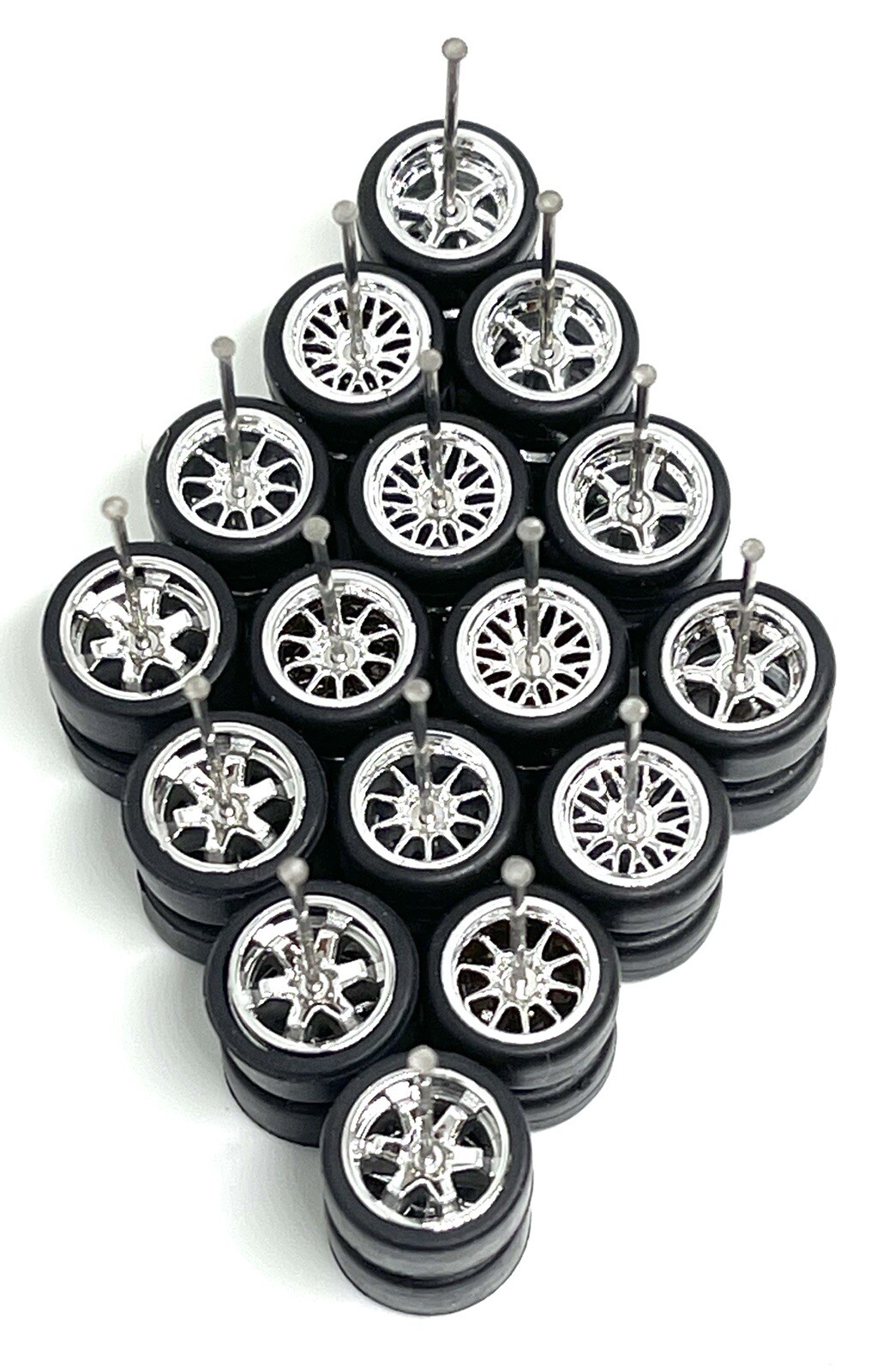 10 Sets Random ALL Chrome Mix 11mm Real Rider Wheels w/ Rubber Tire Set ...
