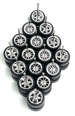 10 Sets Random ALL Chrome Mix 11mm Real Rider Wheels w/ Rubber Tire Set ...