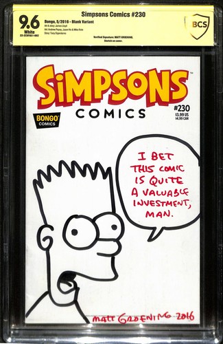 Matt Groening The Simpsons Signed Sketch Art Work Comic Book CBCS 9.6 ...