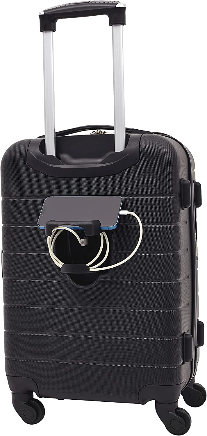 Wrangler Smart Luggage Set with Cup Holder and USB Port, Black, 2 Piece ...