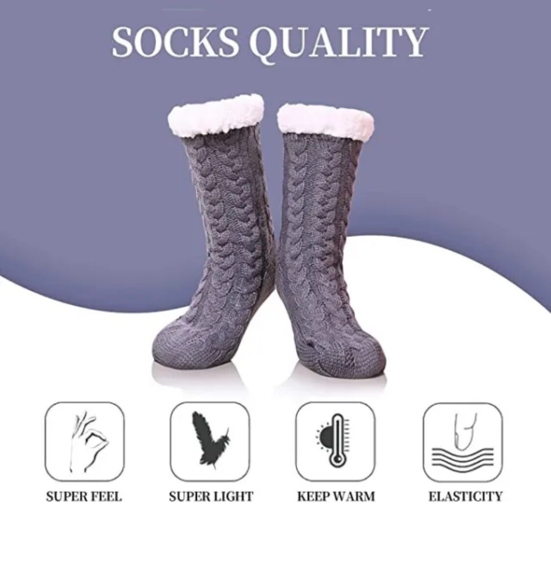 Ontel HHSOCK-MC12/6 Huggle Slipper Socks - Grey for sale online | eBay