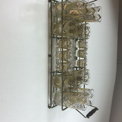 Set Of 17 Clear Gold Geometric Trapezoid Shaped Bareware Drink One Shot ...