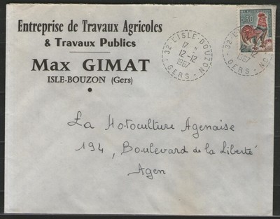 FRANCE: Gers / CàD tireté L'ISLE BOUZON sur lettre de 1967 | eBay