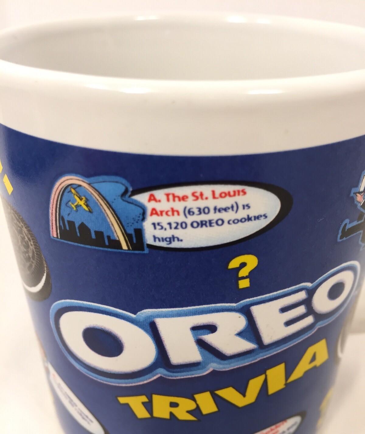 Oreo Collectable Coffee Mug Trivia Cup Nabisco Cookies Blue White ...