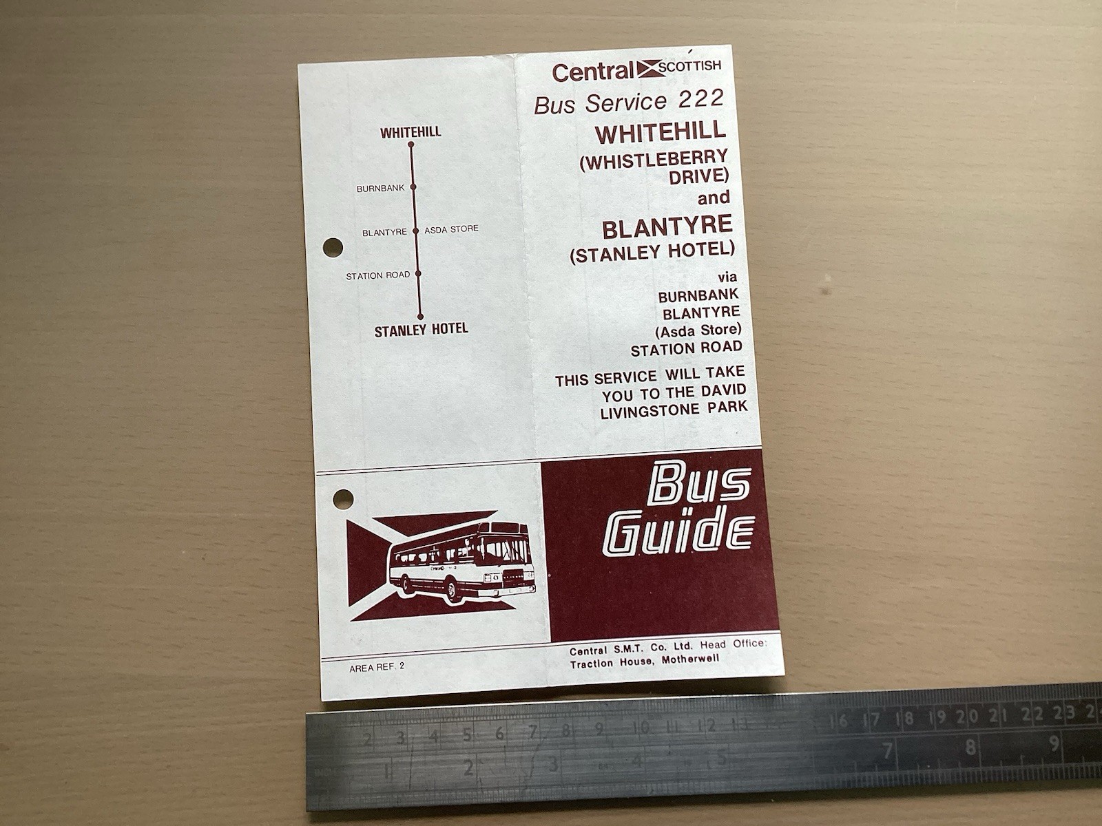Central Scottish Bus Group Route 222 Timetable Early 1980’s Area Ref 2 ...