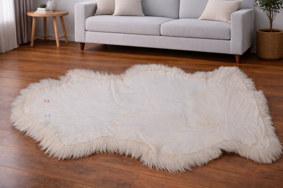 Luxury Natural Ivory Sheep Skin Rug Fur Silky Warm Throw Floor Fluffy ...