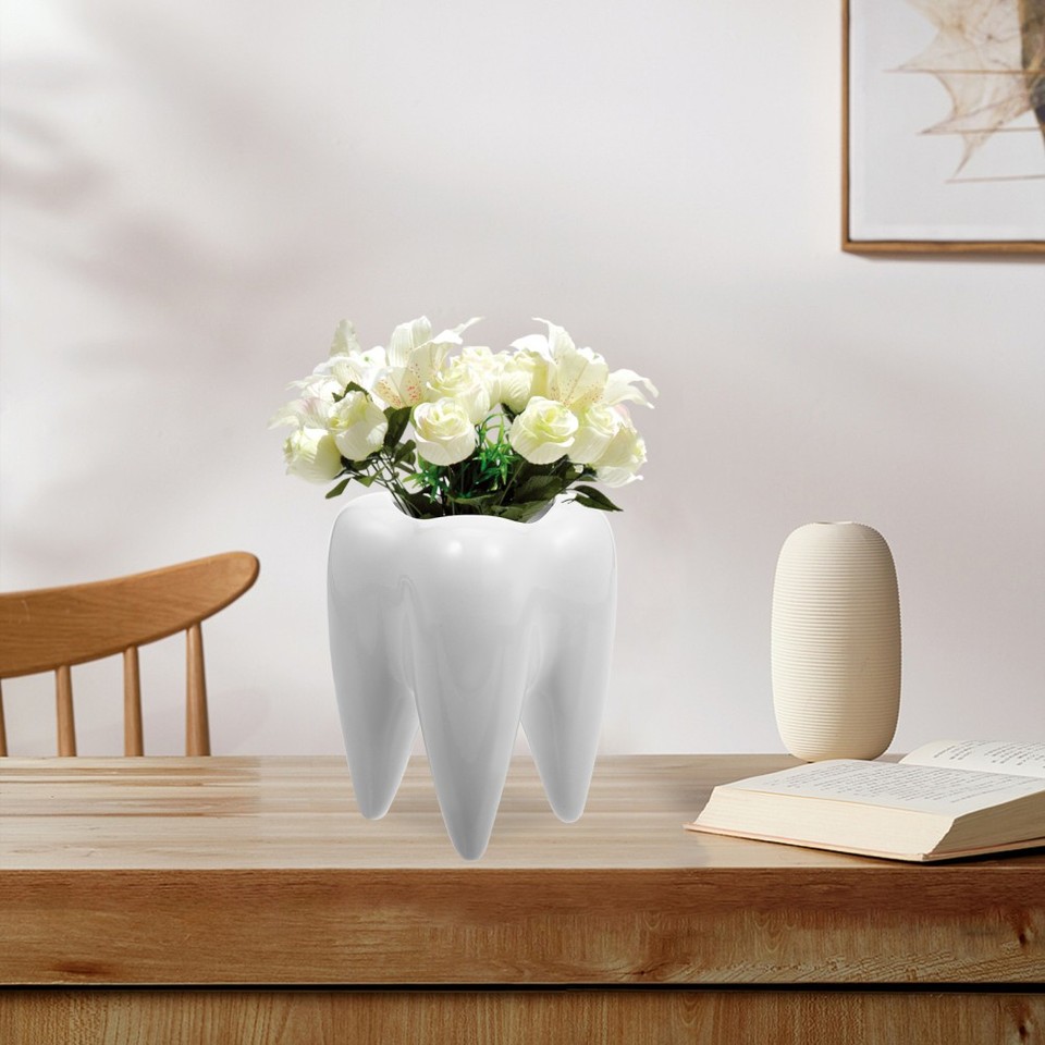 2 Pcs Ceramic Cactus Pot Small Container Tooth Shaped Cute Succulent ...