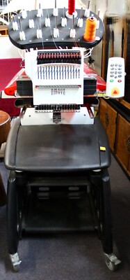 MELCO AMAYA “The Big Red” 16-Needle Embroidery Machine & Cart. Tested ...