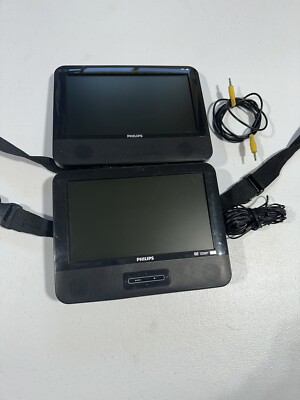 Phillips PD7012/37 Dual Portable 7" LCD Headrest Display Car DVD Player ...
