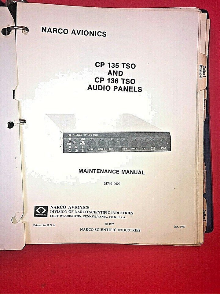 NARCO CP 135 / 136 1977 Maintenance Manual 03740-0600 | eBay