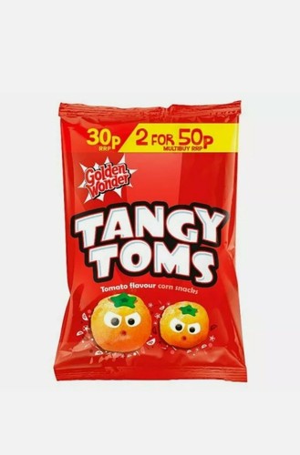 GOLDEN WONDER - Tangy Toms Tomato Flavour Snacks Crisps 36 x 25g Bags ...