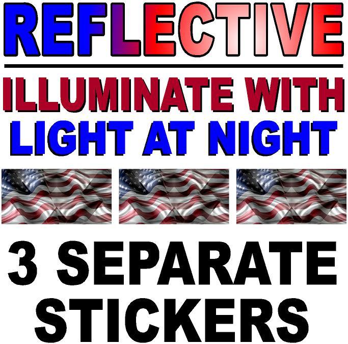 REFLECTIVE CHROME American Flag (PACK OF 3) Decal Sticker Military ...