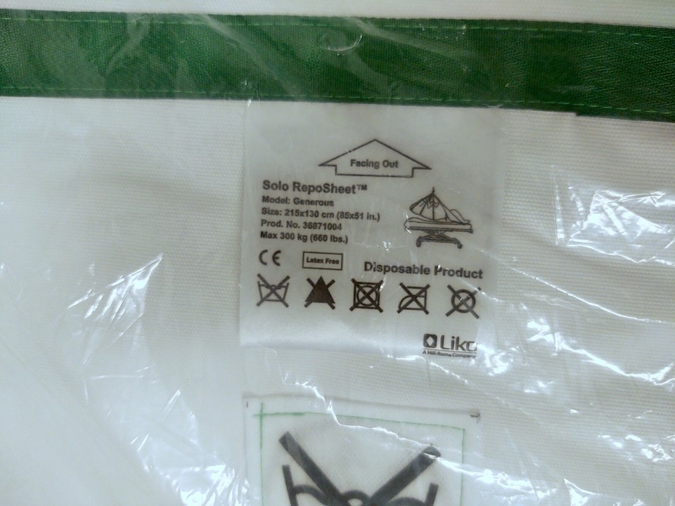 Liko Solo RepoSheet Generous Size 85x51" 660lb Reposition Bed Sheet ...