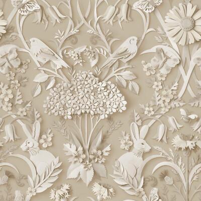 Fine Decor Dimensions Woodland Wallpaper 3D Animal Floral Damask ...