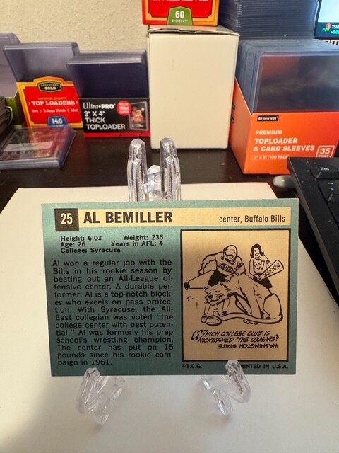 Al Bemiller 1964 Topps Buffalo Bills | eBay