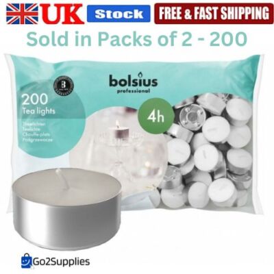 Bolsius Tealights 4 Hour Burn Time - White Tea Lights - Various Size ...