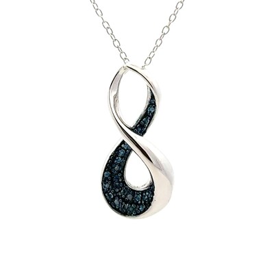 .025 Carat Weight Blue Diamond Sterling Silver Infinity Loop Pendant ...