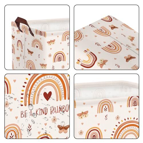 Boho Rainbow Storage Basket for Kids Pink Girls Butterfly Flower Shelf ...