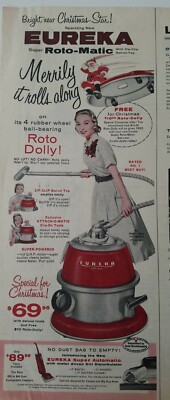 1955 Eureka red super rotomatic vacuum cleaner sweeper vintage ad | eBay