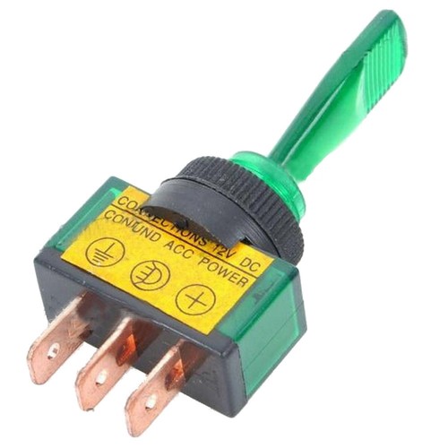 12V 20A Green LED Light OFF/ON SPST Toggle Rocker Switch For Car Motor ...