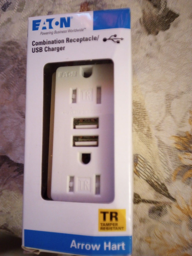 Eaton TR7755W Outlet USB Charger 3.1A socket Dual Duplex Receptacle ...