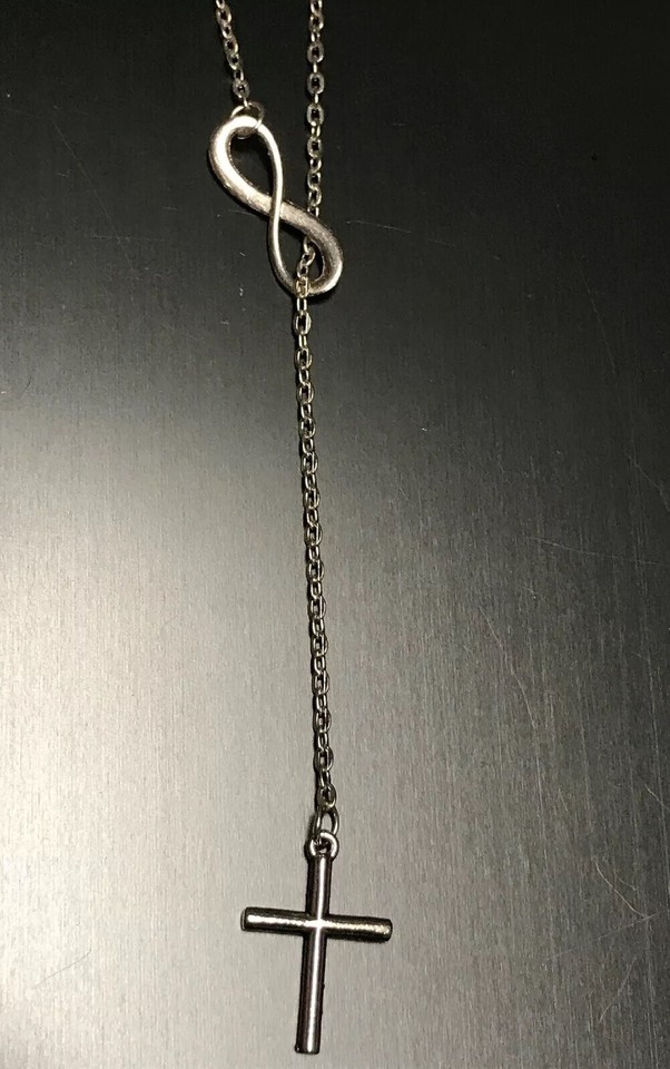 Infinity Symbol Cross Pendants Toggle Necklace 18-20” Jewelry Silver ...
