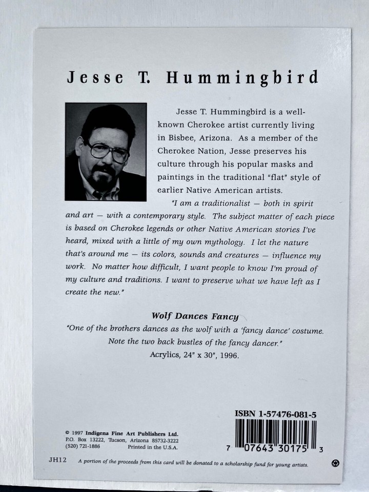 Jesse T. Hummingbird Autographed "Wolf Dances Fancy" Print Very Rare | eBay