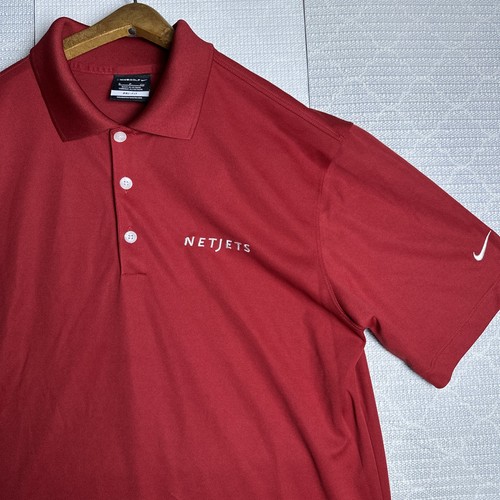 Nike Polo Shirt Mens Small S Red Golf Dri Fit Performance Netjets Tour ...