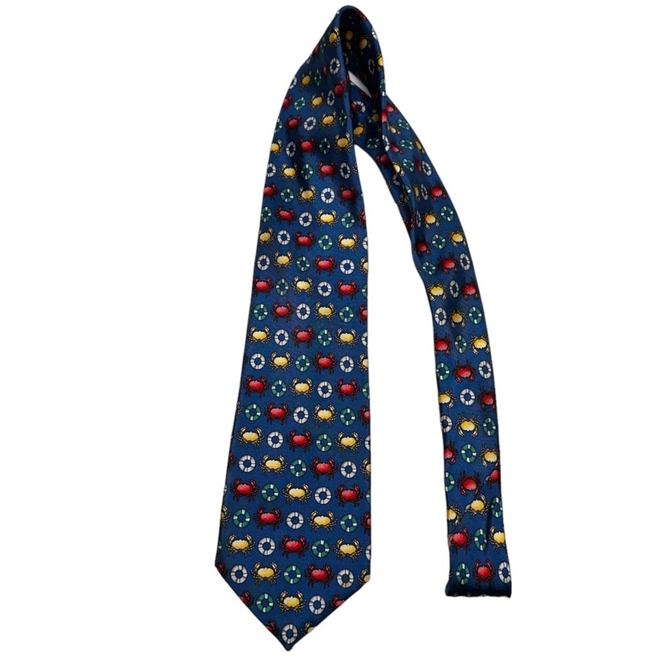 Budd Shirtmakers Piccadilly Blue Red & Yellow Crab Life Raft Printed ...