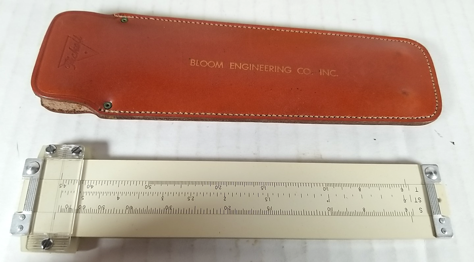 Vintage PICKETT All Metal Engineer Slide Rule W/ Leather Case & Belt ...