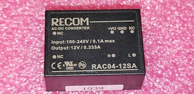 Recom RAC04-12SA AC/DC Power Supply Single-OUT 12V 0.333A 4W 7-Pin Box ...