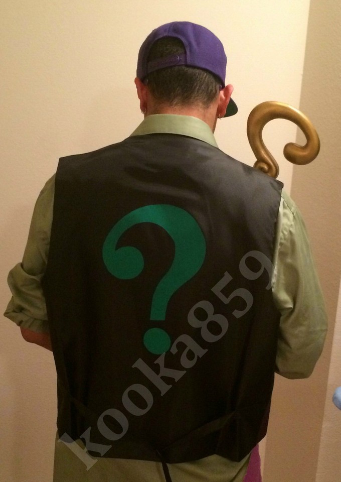 RIDDLER COSTUME QUESTION MARK SYMBOL Large Iron on patch Arkham Asylum ...
