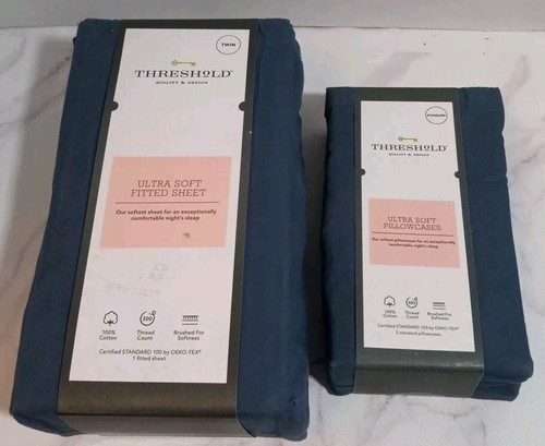 Threshold Ultra Soft Twin Fitted Sheet & Standard Pillowcases Metallic ...