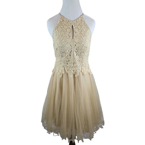 Cindy Collection USA fit and flare formal mini dress, peach, size L | eBay