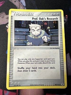 POKEMON CARD - PROF. OAK'S RESEARCH HOLO 98/112 EX FIRE RED AND LEAF ...