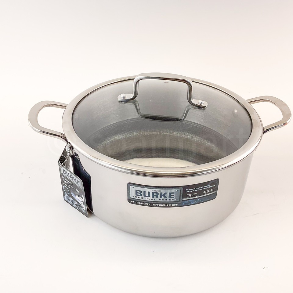 David Burke Geo Clad 8-qt Tri-Ply Geometric Non-stick Stainless Steel ...