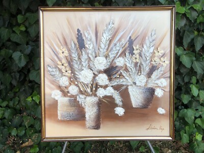 STEPHEN KAYE Original 1960s MODERN VINTAGE FLORAL STILL LIFE OIL Matted ...