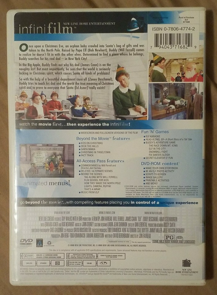 Elf (DVD, 2-Disc Widescreen / FullScreen , 2004) - Will Ferrell ~ FAST ...