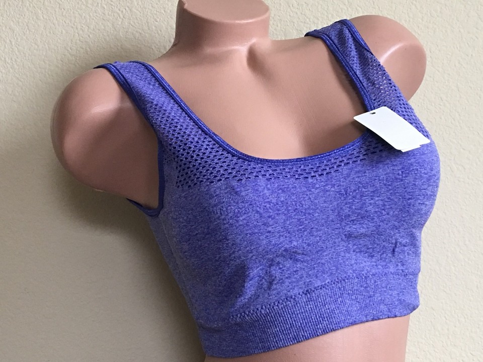 3 Bra 6 Sport Bras Yoga Active Wear Workout Seamless TOP CAMI VIOLA 306 ...